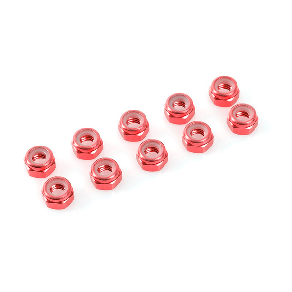 G-Force 0401-045 Flanged Nylstop Nut M4 Red Aluminium (10 pcs) – Metro Hobbies