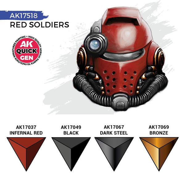 AK Interactive 17518 Quick Gen Red Soldiers Acrylic Paint Set 4 Colour ...
