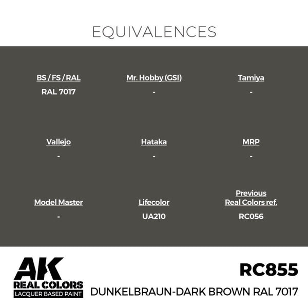 AK Interactive RC855 Real Colors Dunkelbraun-Dark Brown RAL 7017 17ml ...