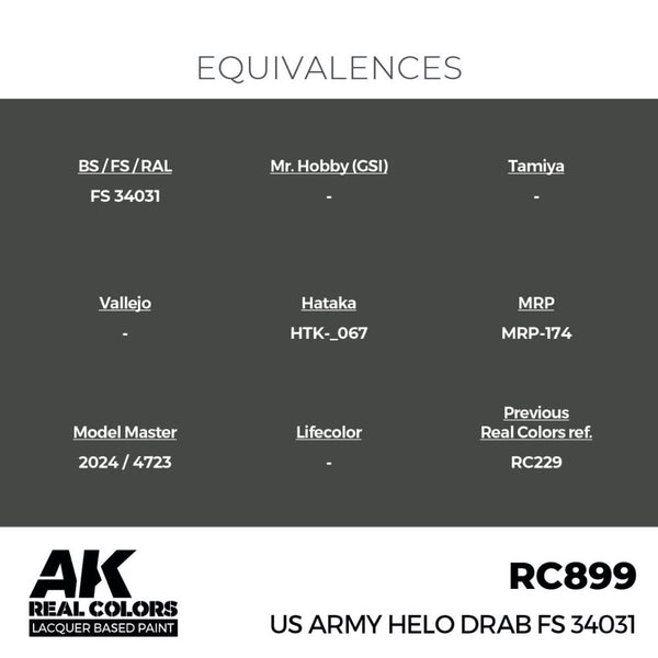 AK Interactive RC899 Real Colors US Army Helo Drab FS 34031 17ml Lacqu ...