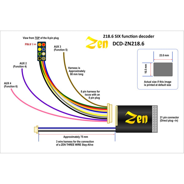 DCC Concepts DCD-ZN218.4.2 Zen Black Decoder:21 pin MTC and 8 Pin ...