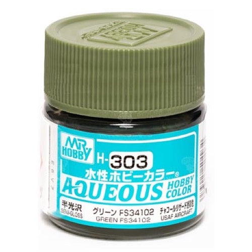 Mr Hobby (Gunze) H303 Aqueous Semi-Gloss Green FS34102 Acrylic Paint ...