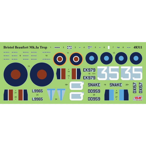 ICM 48313 1/48 Bristol Beaufort Mk.IA with RAF Pilots – Metro Hobbies