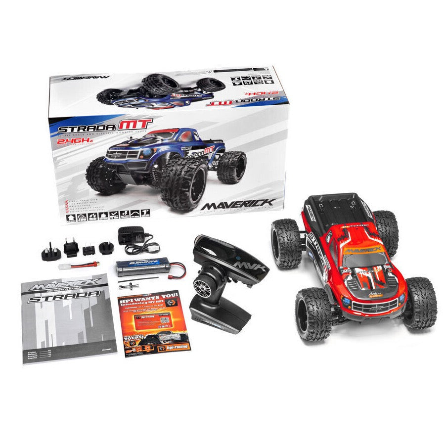 Maverick 12623 Strada Red MT 1/10 4WD Brushless Electric Monster Truck ...