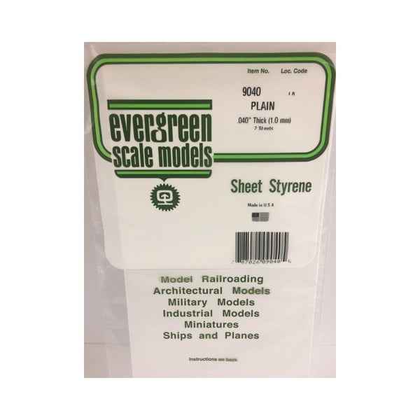 Evergreen 09040 Styrene White Sheets 0.040 x 6 x 12in / 1mm x 15cm x ...