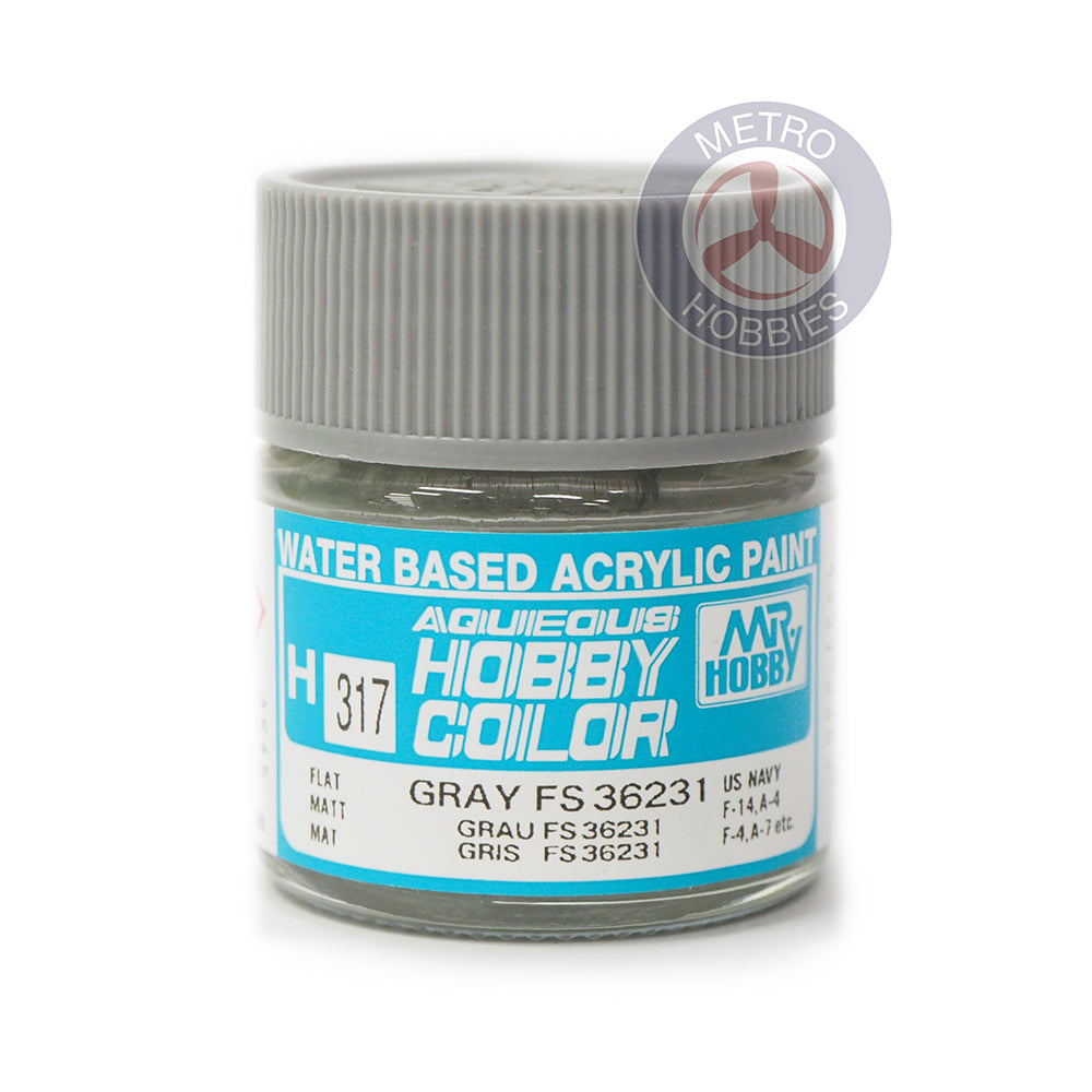 Mr Hobby (Gunze) H317 Aqueous Flat Grey FS36231 Acrylic Paint 10ml ...