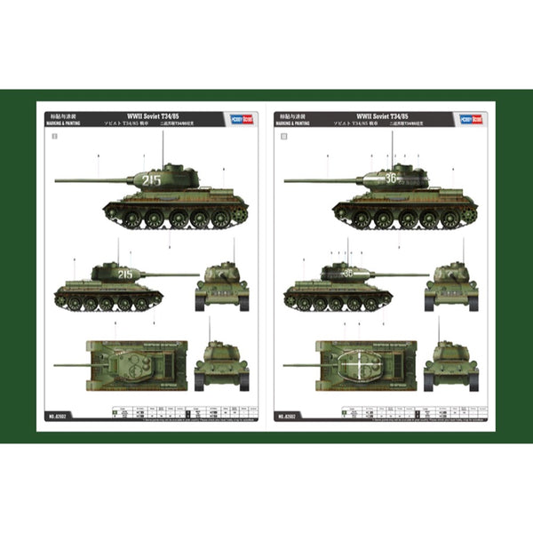 Hobby Boss 82602 1/16 Soviet T34-85 – Metro Hobbies
