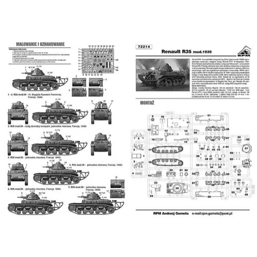 RPM 72214 1/72 Light Tank Renault R35 Mod.1939 France 1940 – Metro Hobbies