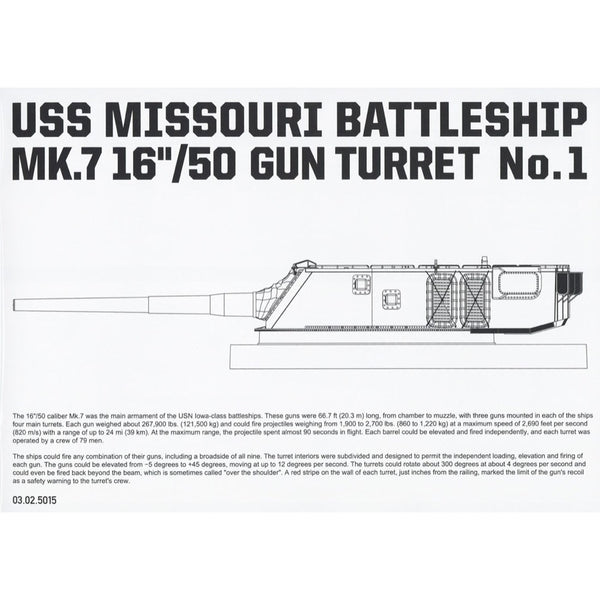 Takom 5015 1/72 USS Missouri Battleship MK.7 16/50 Gun Turret No.1 ...