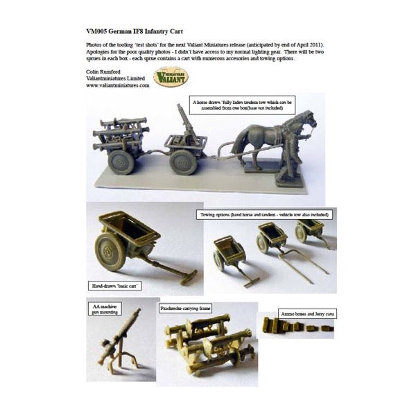 Valiant Miniatures 0005 1/72 German WWII IF8 Infantry Cart – Metro Hobbies