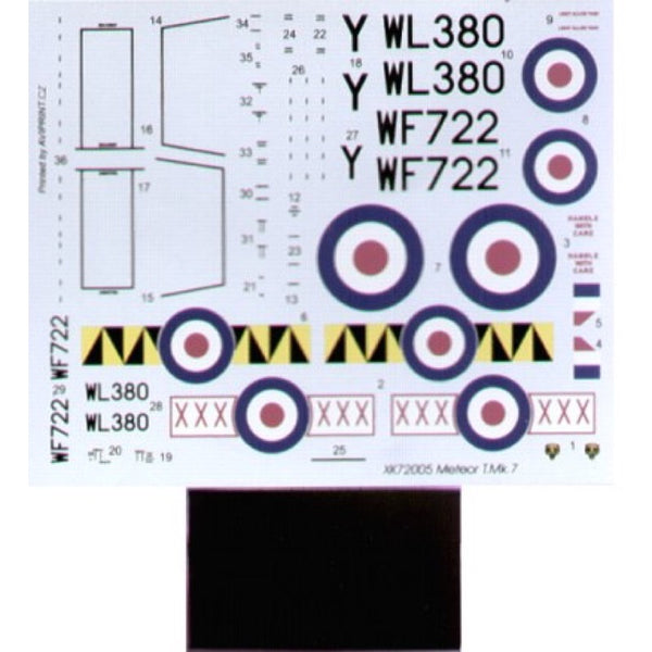 Xtrakit 72005 1/72 Gloster Meteor T.7 Includes Decals for WF722/Y ...