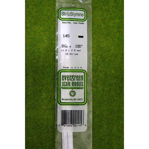 Evergreen 00145 Styrene Strips 0.040 x 0.100 x 14in / 1mm x 2.5mm x ...