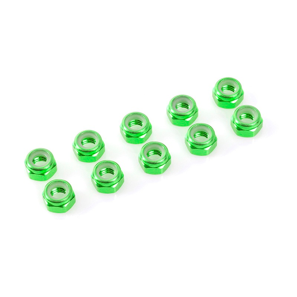 G-Force 0400-031 Nylstop Nut M3 Green Aluminium (10 pcs) – Metro Hobbies