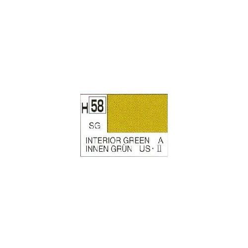 Mr Hobby (Gunze) H058 Aqueous Semi-Gloss Interior Green Acrylic Paint ...