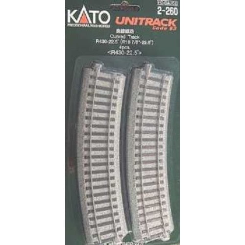 Kato 2-260 HO Unitrack Curved Track 430mm Radius 22.5 Degrees 4 Pack ...